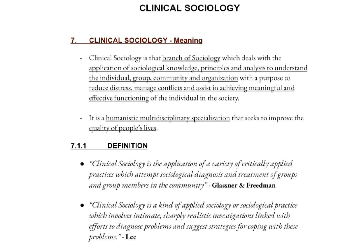 Unit 7: Understanding Clinical Sociology and Abuse Prevention ...