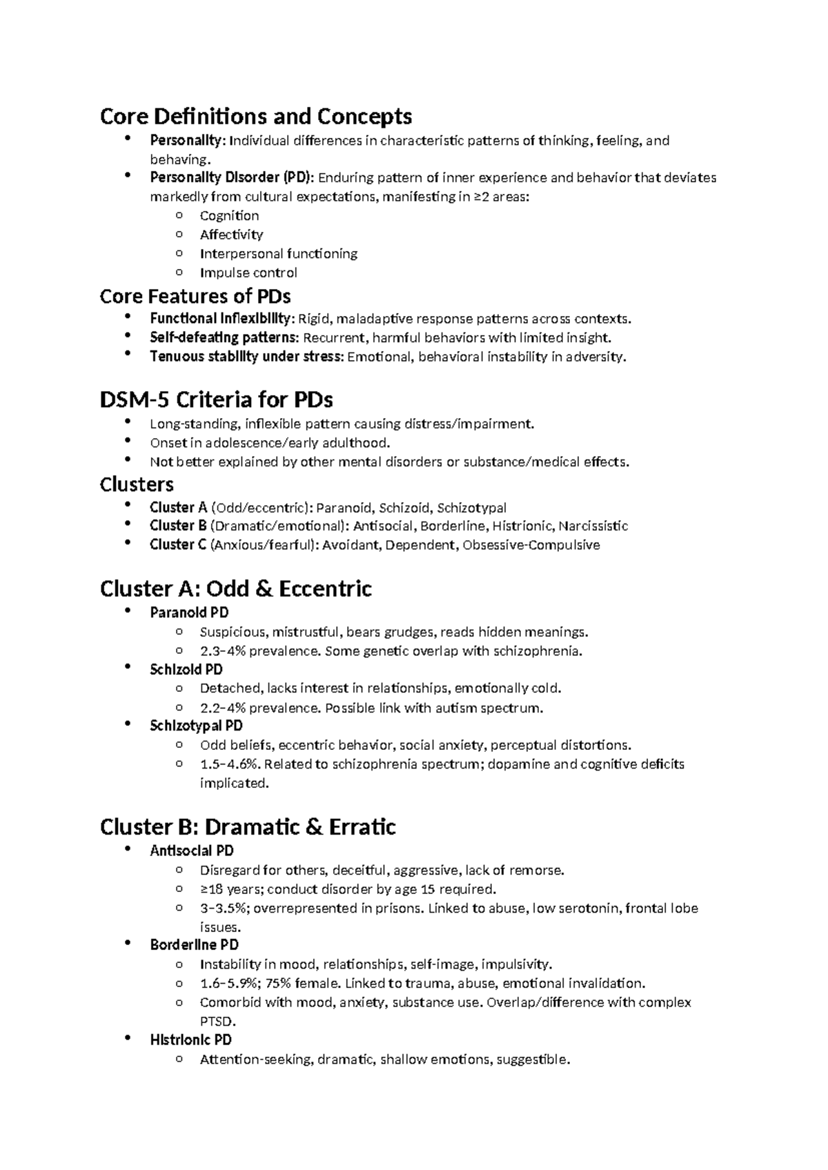 Lecture 10: Core Definitions and Concepts of Personality Disorders ...