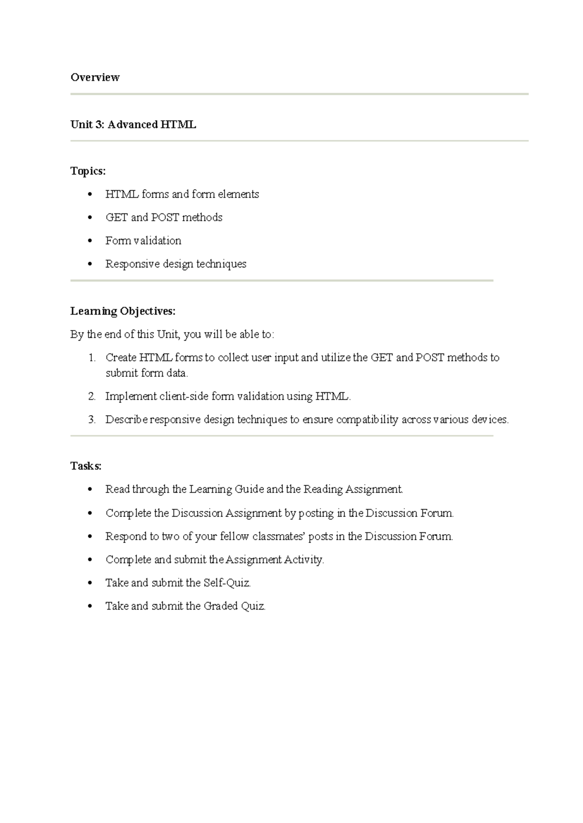 Unit 3 Overview: Advanced HTML Forms & Responsive Design Techniques ...