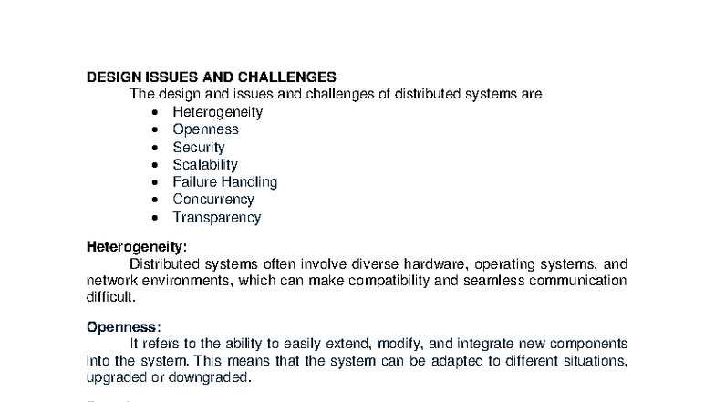 DC Notes - Seee - DESIGN ISSUES AND CHALLENGES The design and issues ...