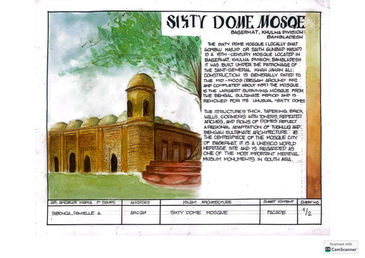 ARC241: Sixty Dome Mosque Architecture Overview - Studocu