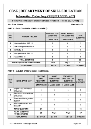 Class 10 IT 402 Sample Paper Solutions - CBSE | DEPARTMENT OF SKILL ...