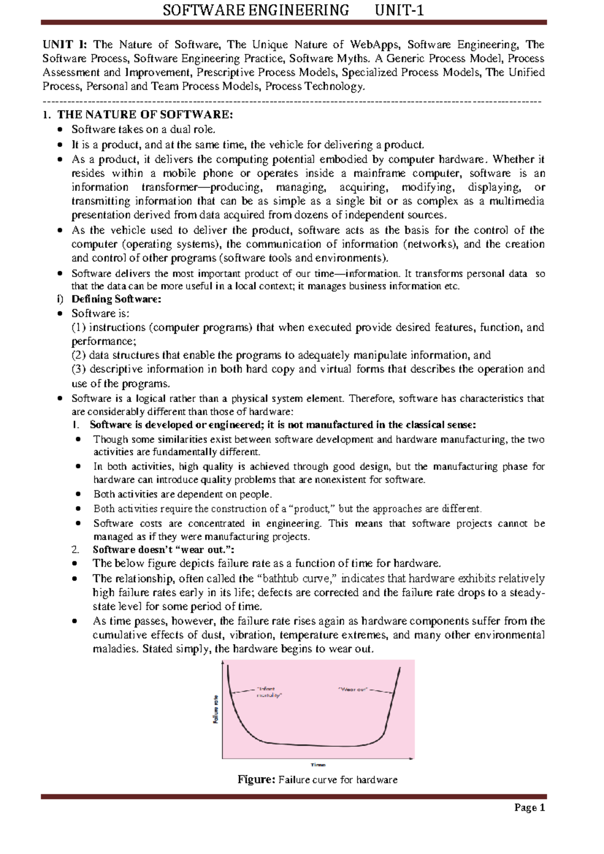 III B.TECH I SEM R20 SE Notes - UNIT I: The Nature of Software, The ...