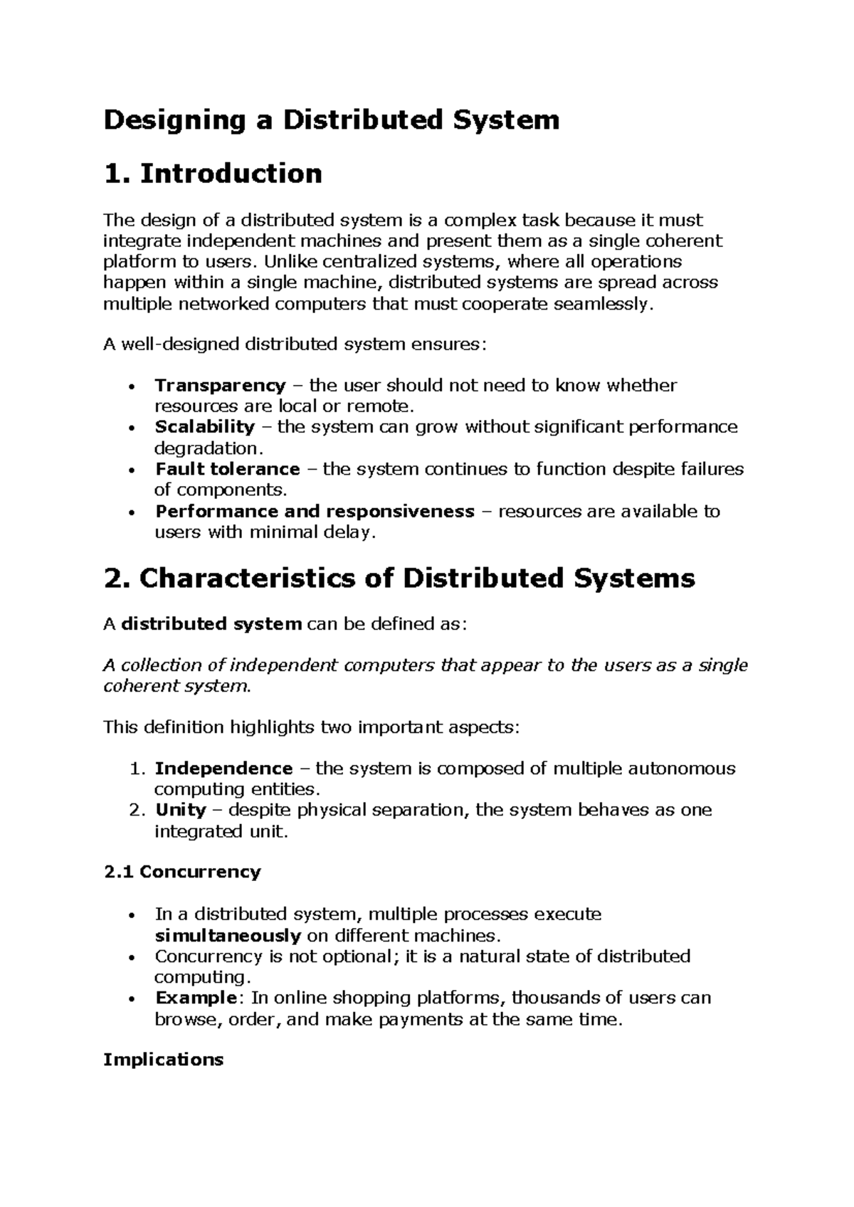 Designing a Distributed System: Key Concepts and Challenges - Studocu