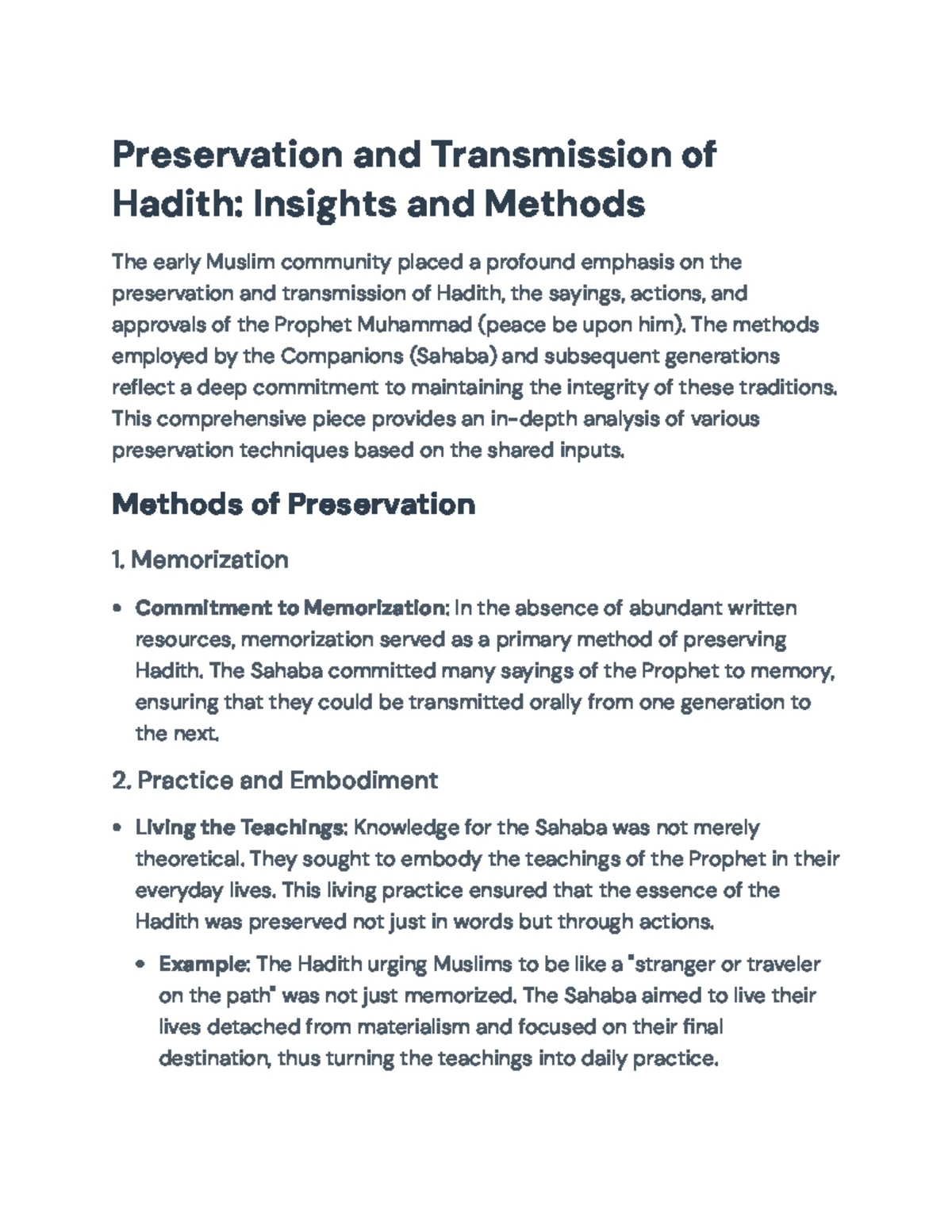 The Preservation and Significance of Hadith in Islamic Tradition - The ...