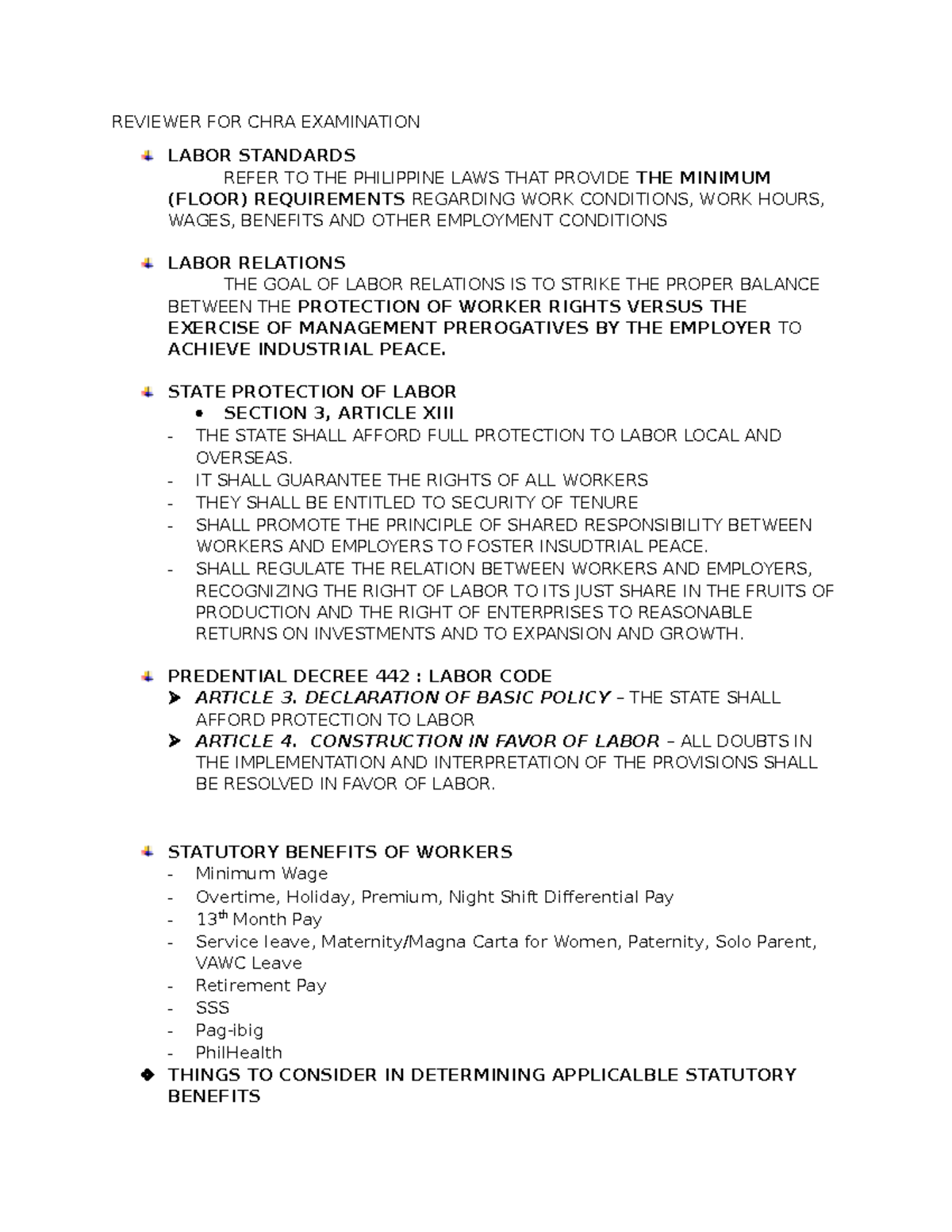 Reviewer for chra examination - REVIEWER FOR CHRA EXAMINATION LABOR ...