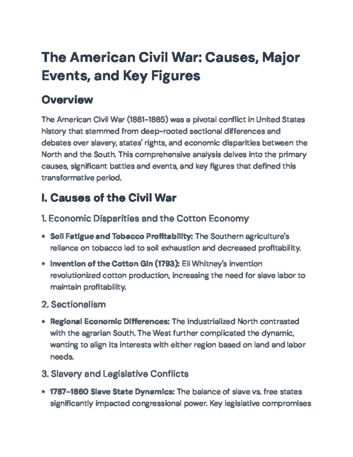 American Civil War (HIST101): Causes, Events, and Key Figures Analysis ...