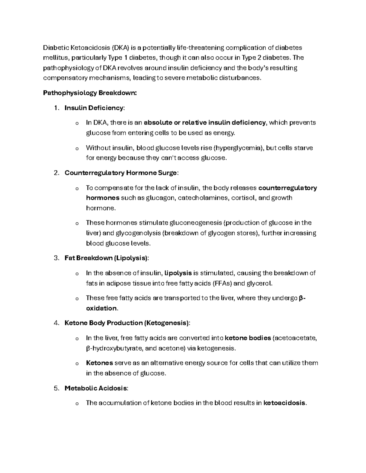 Diabetic Ketoacidosis - The pathophysiology of DKA revolves around ...