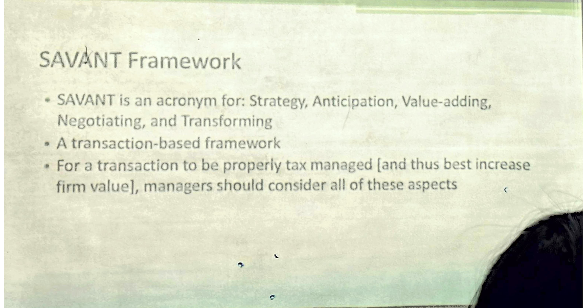 Effective Tax Management and Strategy: Savant Framework Notes (Course ...