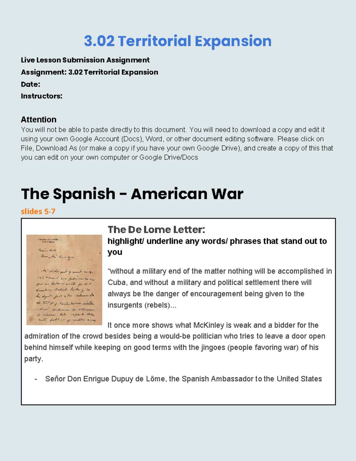 3.02 US History Live Lesson: Territorial Expansion Insights - Studocu