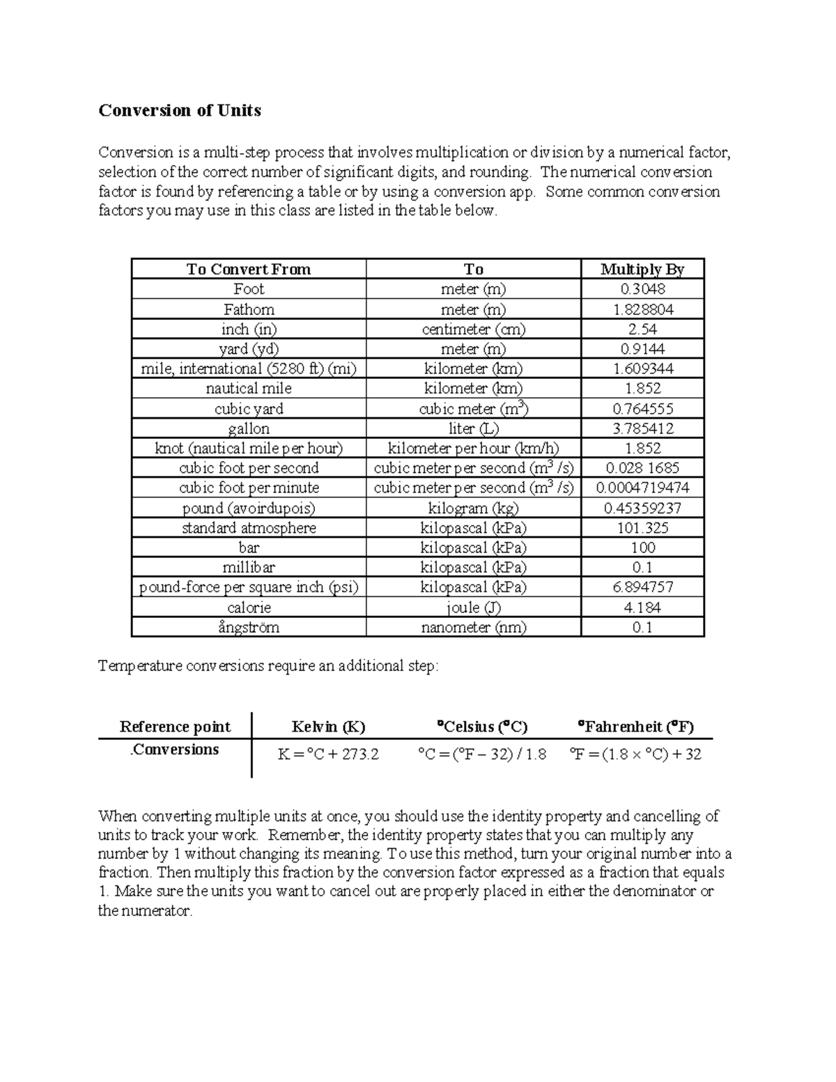 Conversion of Units Assignment - Conversion of Units Conversion is a ...