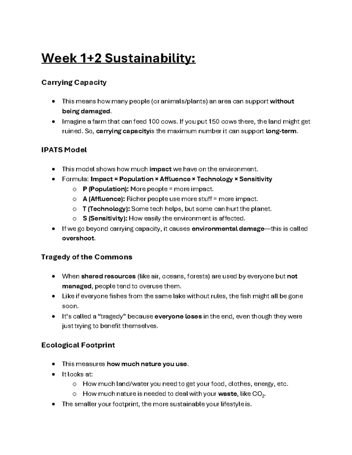 ENV 101 Final Exam Review: Sustainability Concepts and Climate Change ...