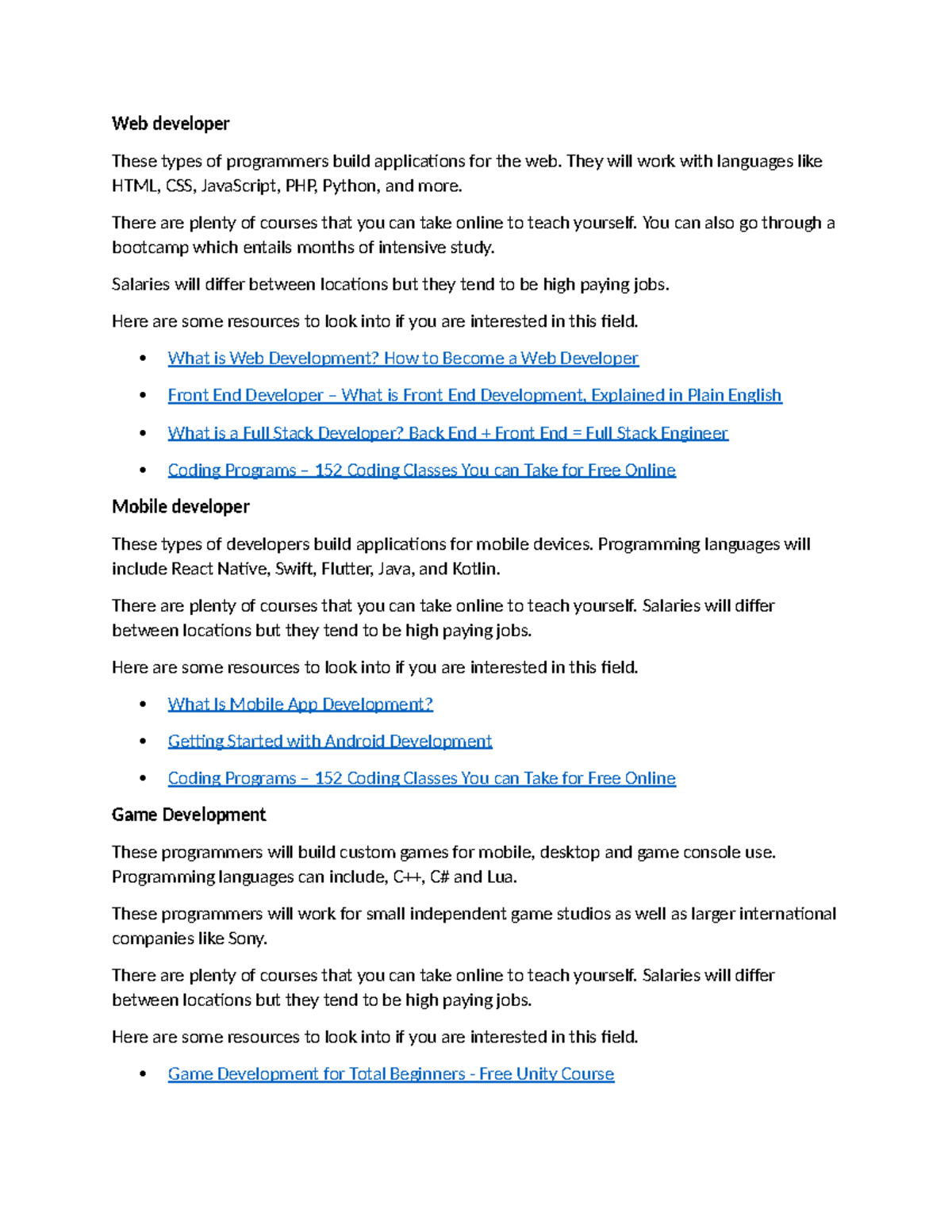 S1 - Copy - this includes various topics - Web developer These types of ...