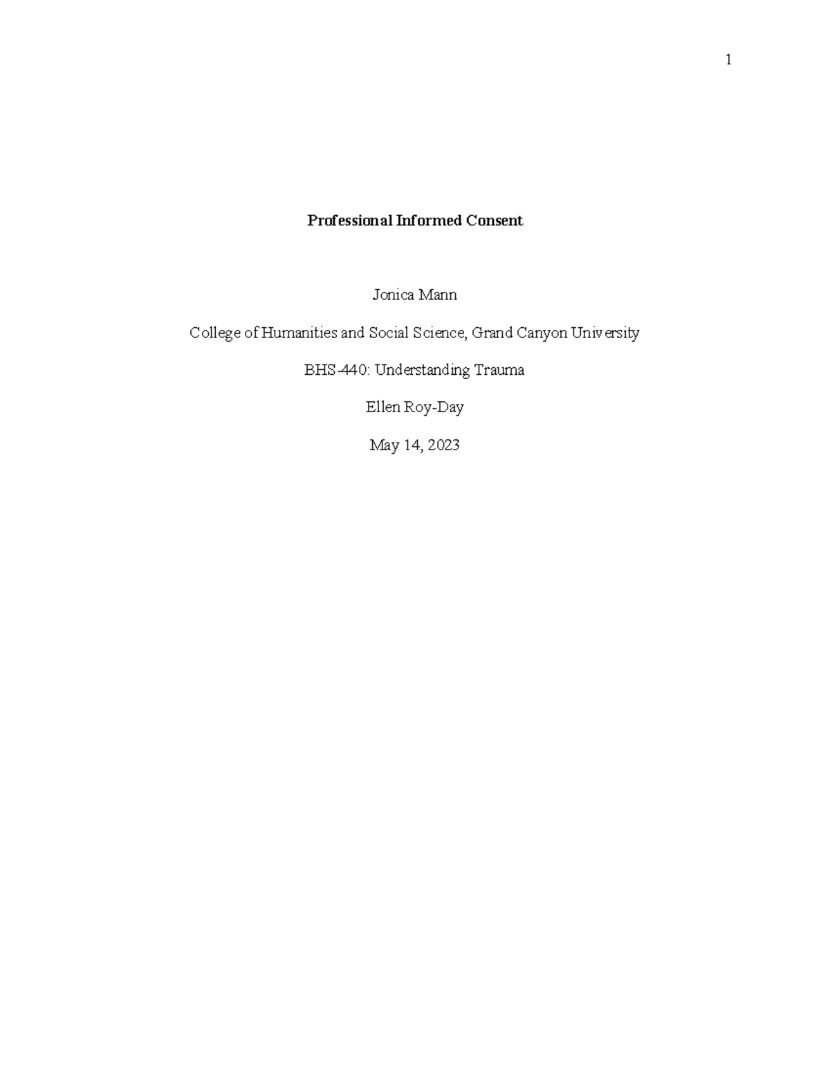BHS 440 Professional Informed Consent Guidelines & Disclosure Statement - Studocu
