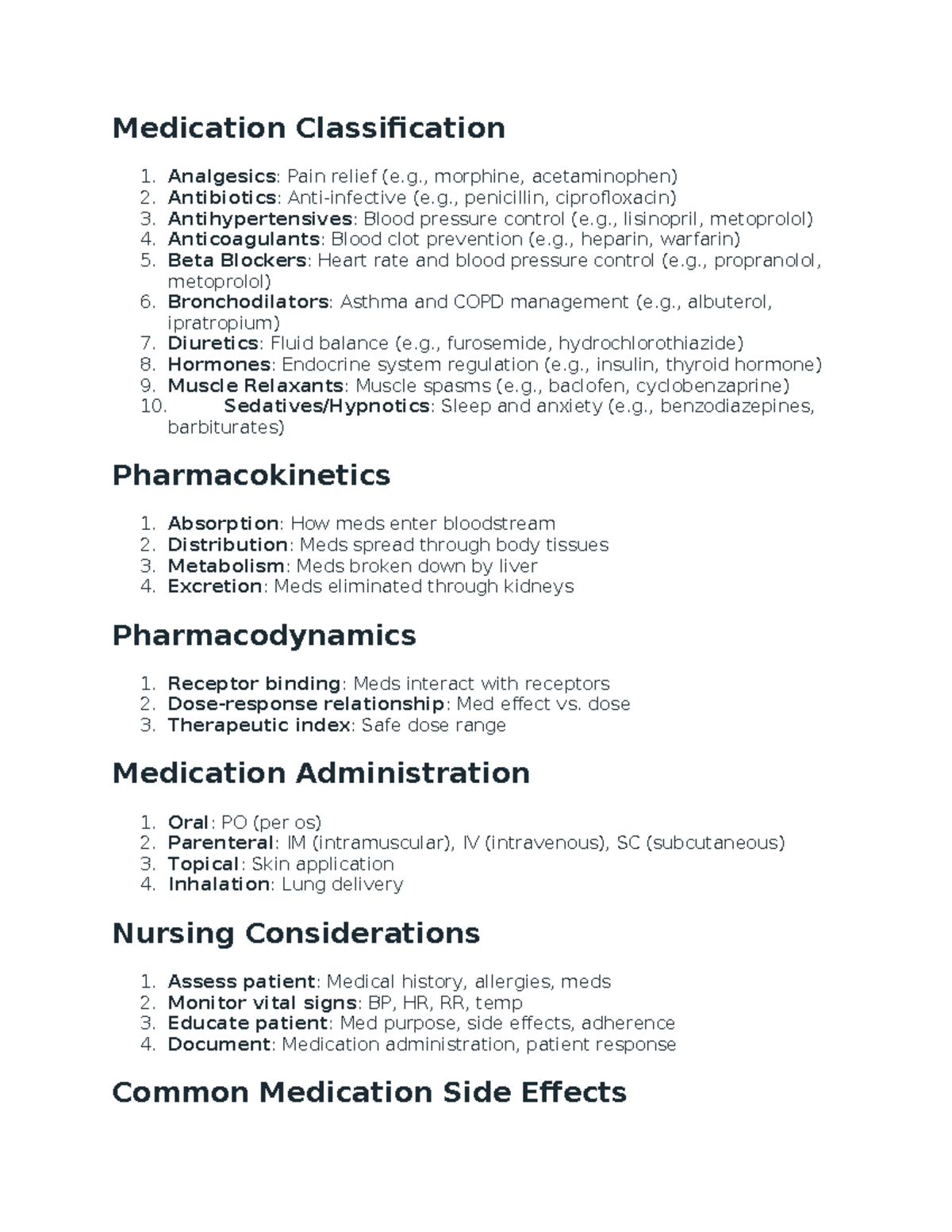 Nursing Medications (RN 101) - Comprehensive Study Guide for ...