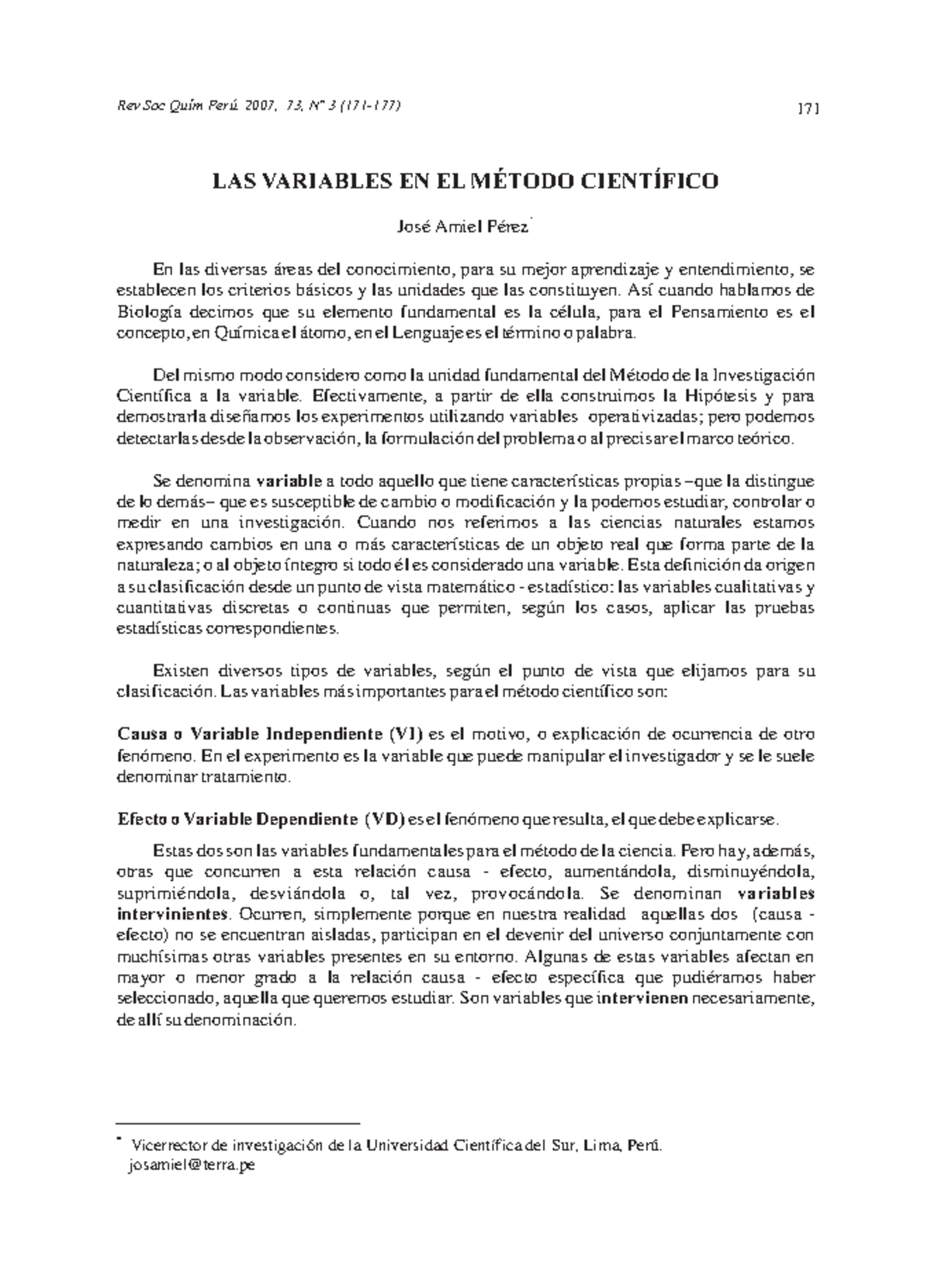 A07v73n3 - Las Variables en el Método Científico y su Clave en ...
