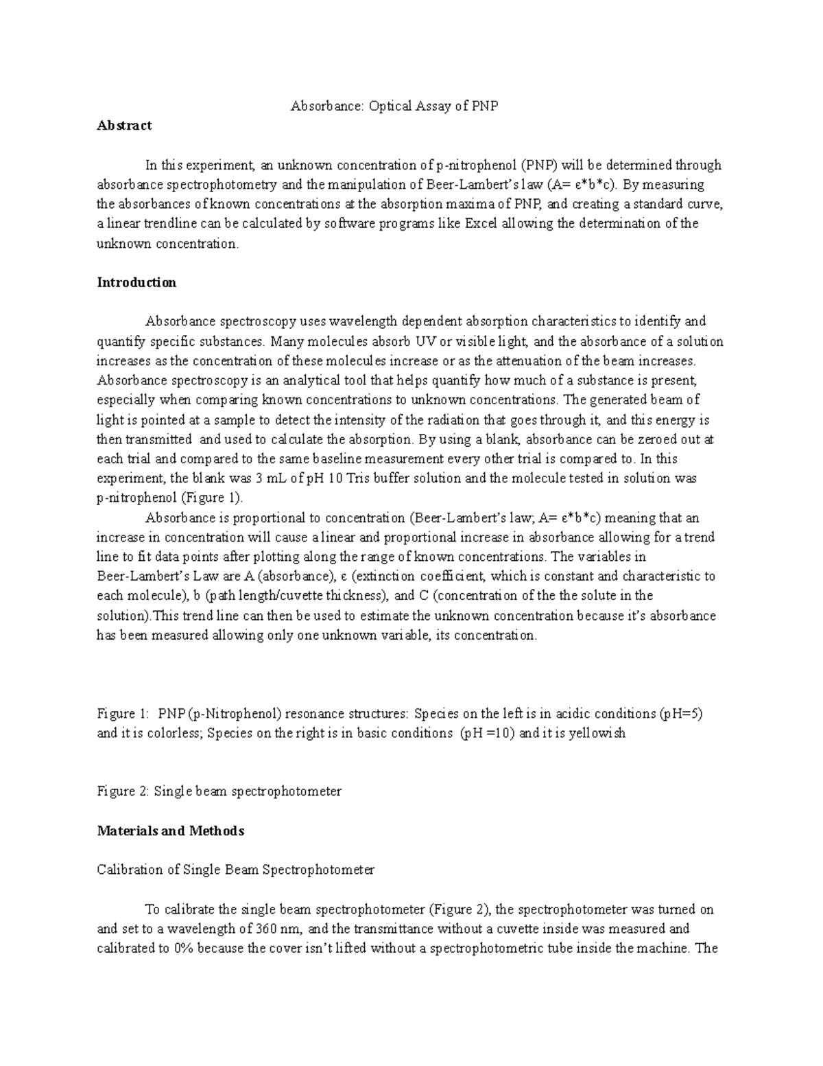 Copy of LAB1 - Lab 1 assignment - Absorbance: Optical Assay of PNP ...