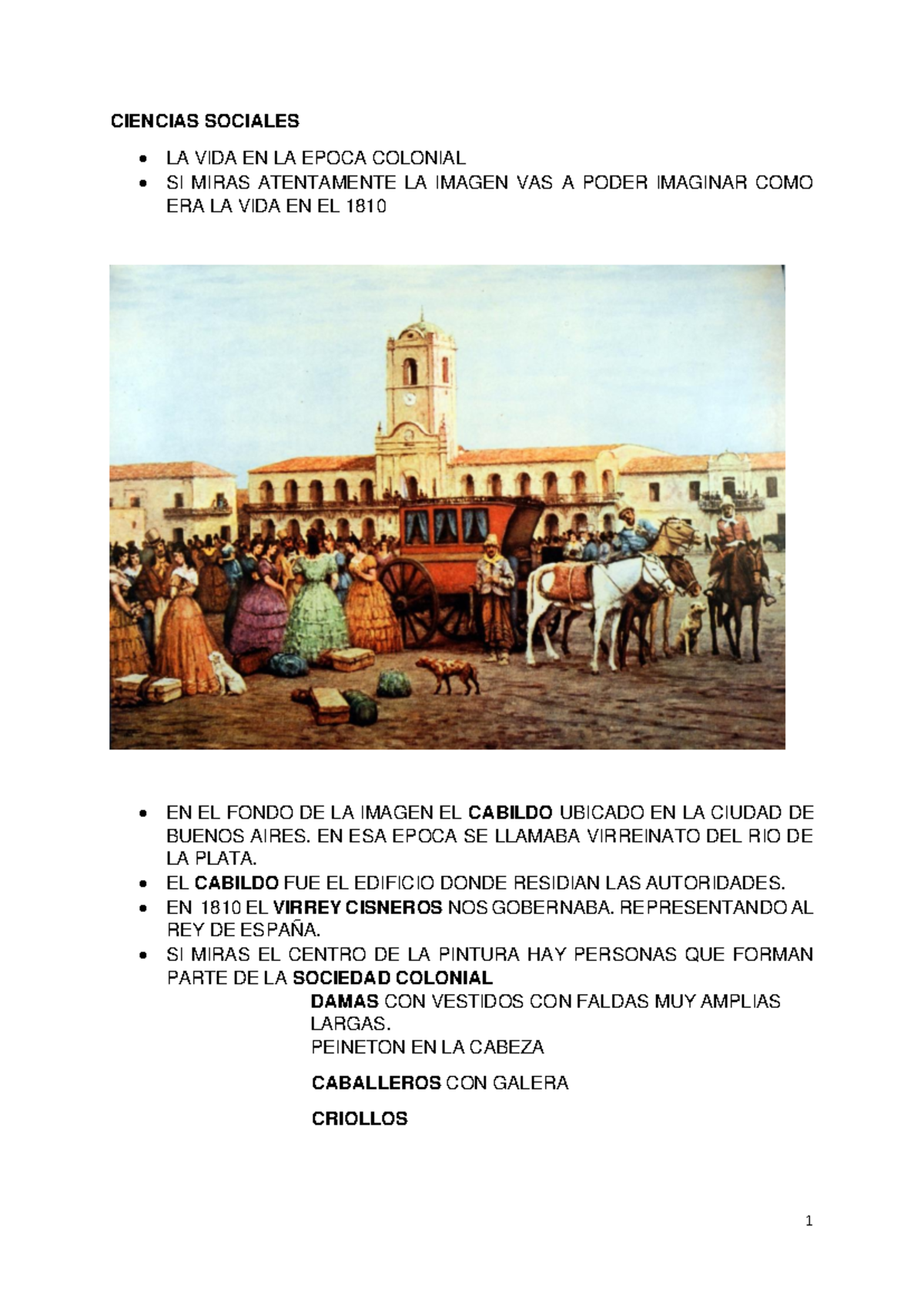 CIENCIAS SOCIALES: La Vida en la Época Colonial y el 25 de Mayo de 1810 ...