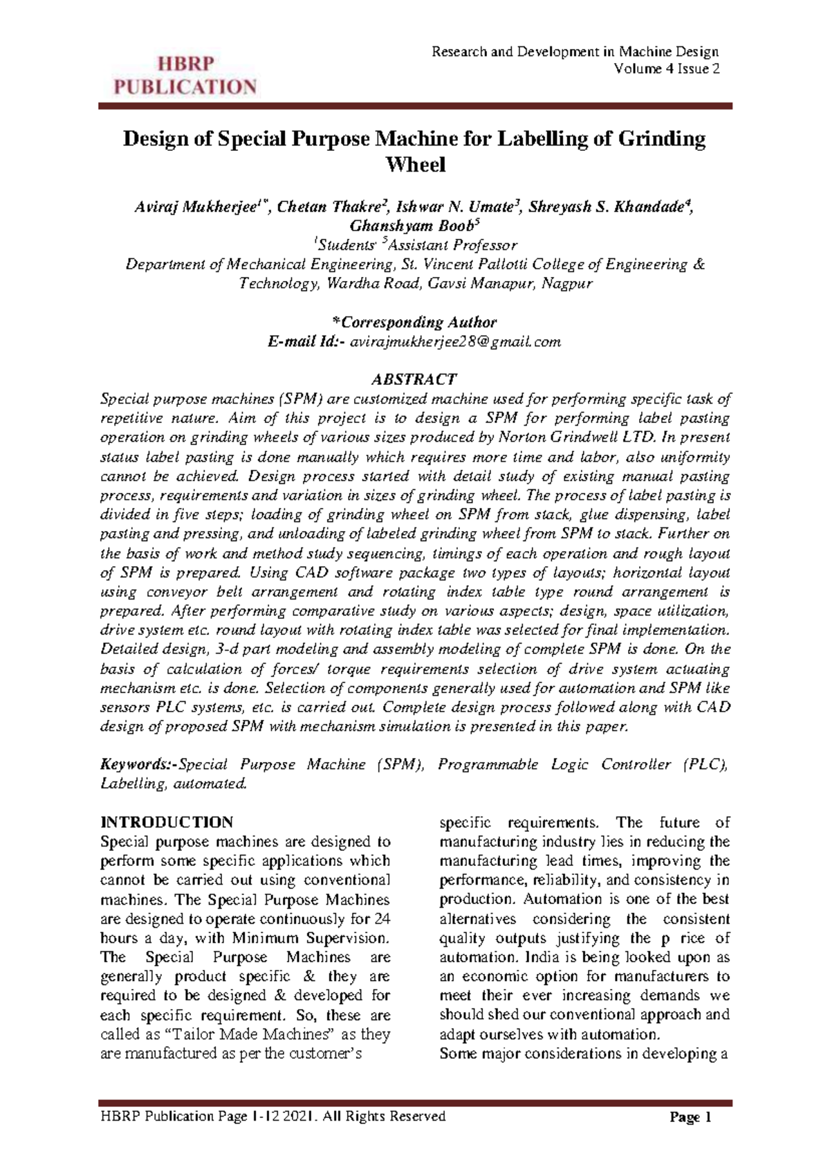 Design of Special Purpose Machine for Grinding Wheel Labelling (ME-2023 ...