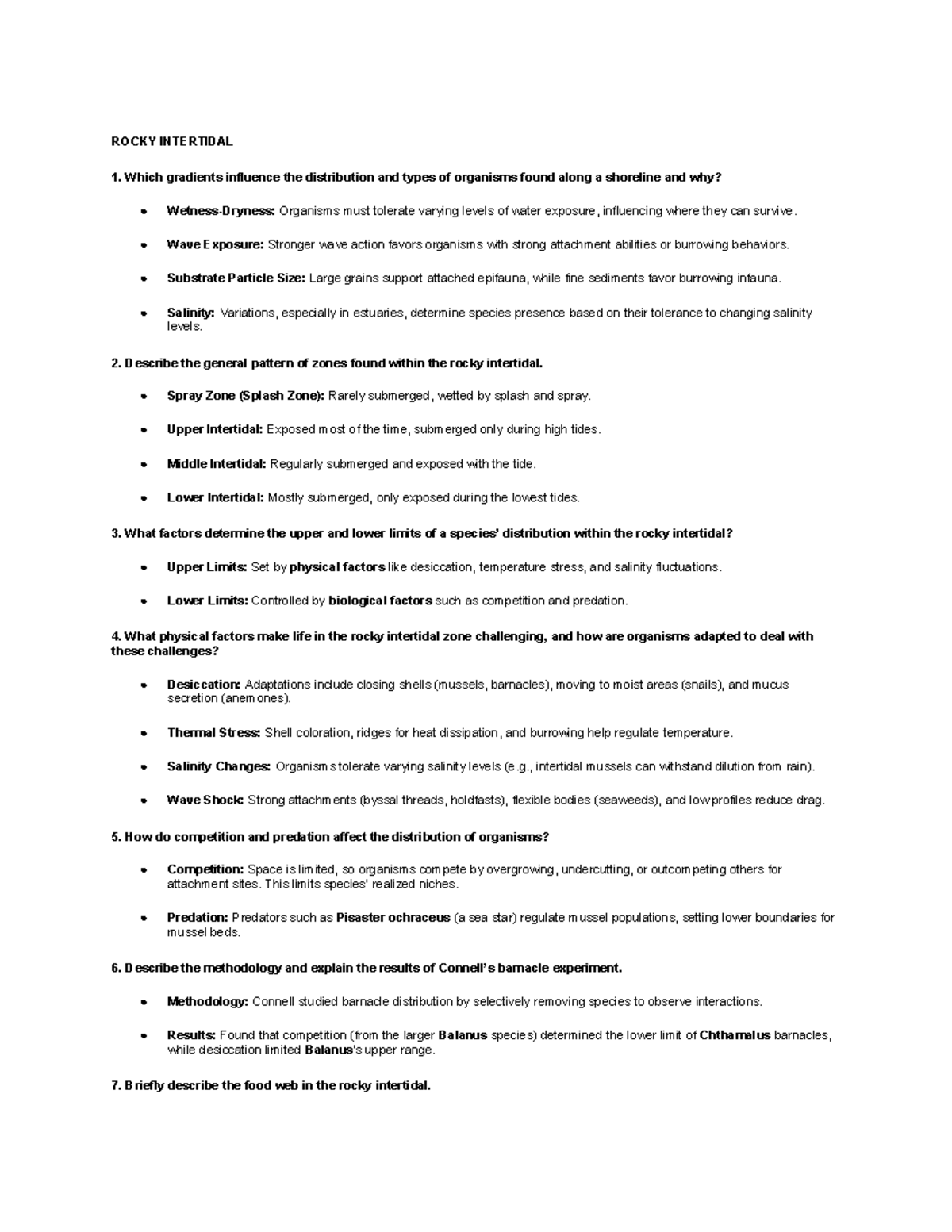 Ecosystem Dynamics in Salt Marshes and Coral Reefs - BIOL123 Final Exam ...