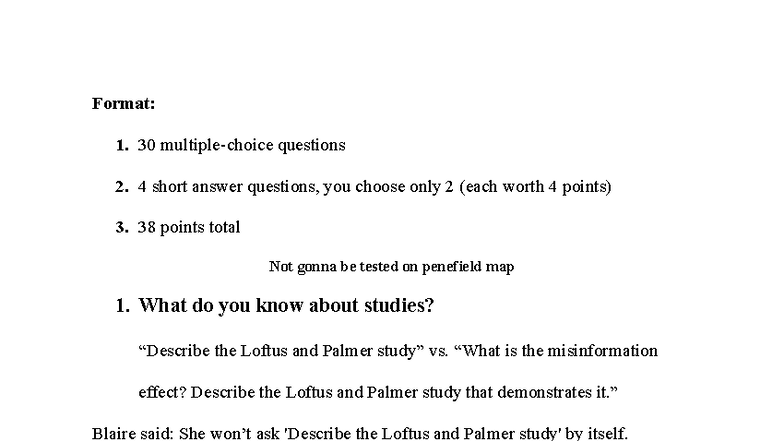 Human Cog Midterm 2 Study Guide: Memory Systems & Key Concepts - Studocu
