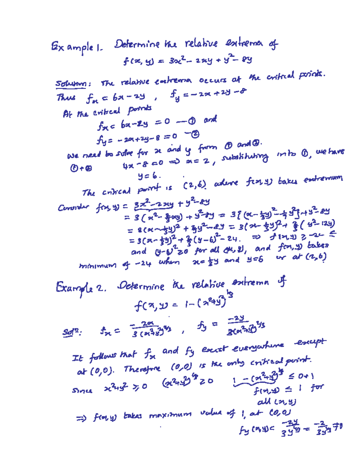 Relative Extrema Analysis of Functions of Two Variables - MATH 289 ...