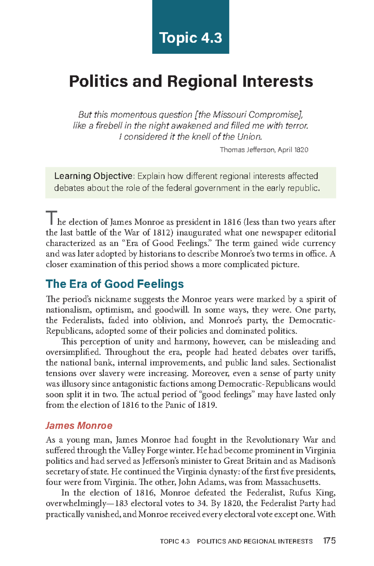 4 - textbook - TOPIC #.) POLITICS AND REGIONAL INTERESTS 175 Topic 4 ...