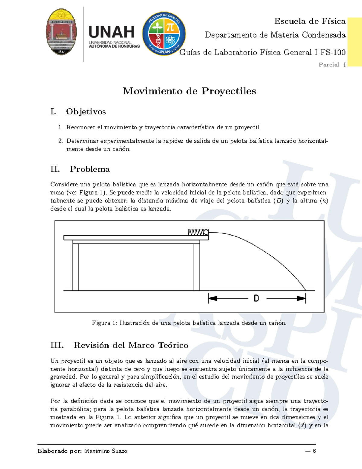 L 100 LR Parcial I: Movimiento de Proyectiles y Análisis Experimental - Studocu