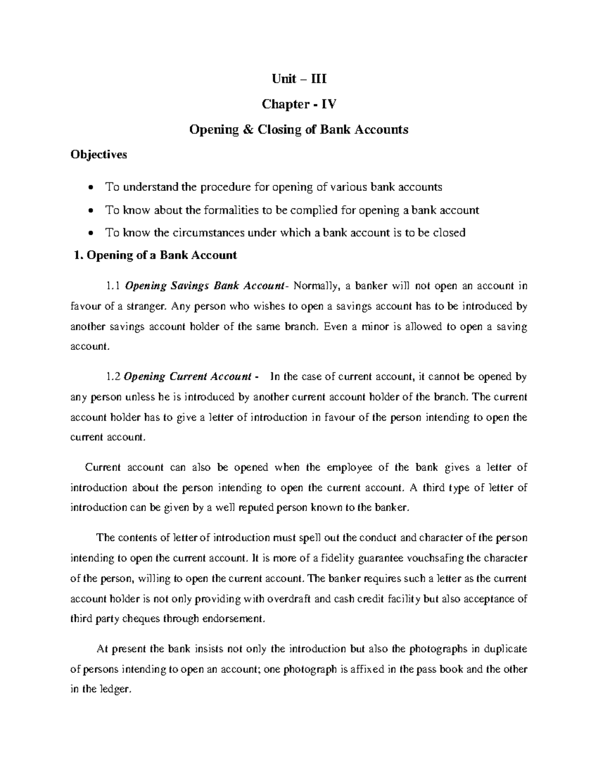Lesson 4: Opening and Closing Bank Accounts - Procedures and KYC Norms ...