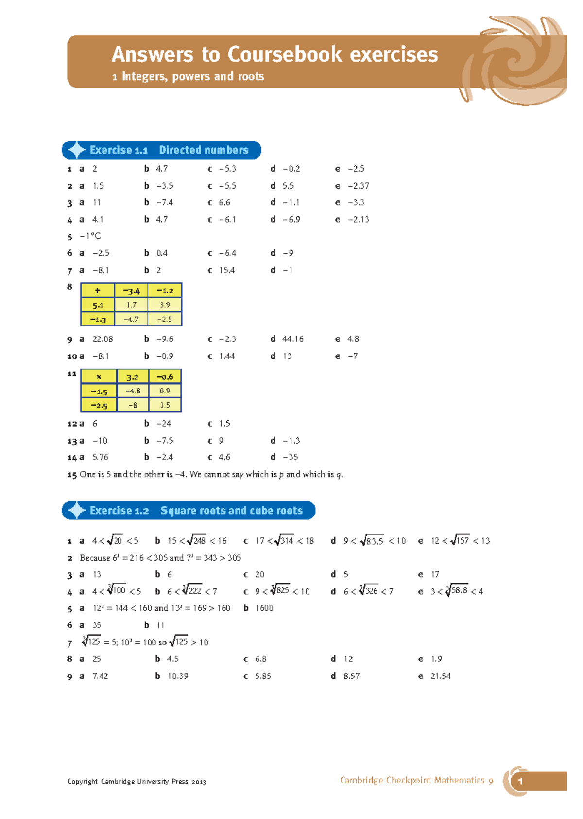 Cambridge Checkpoint Maths 9: Coursebook Answers and Exercises - Studocu