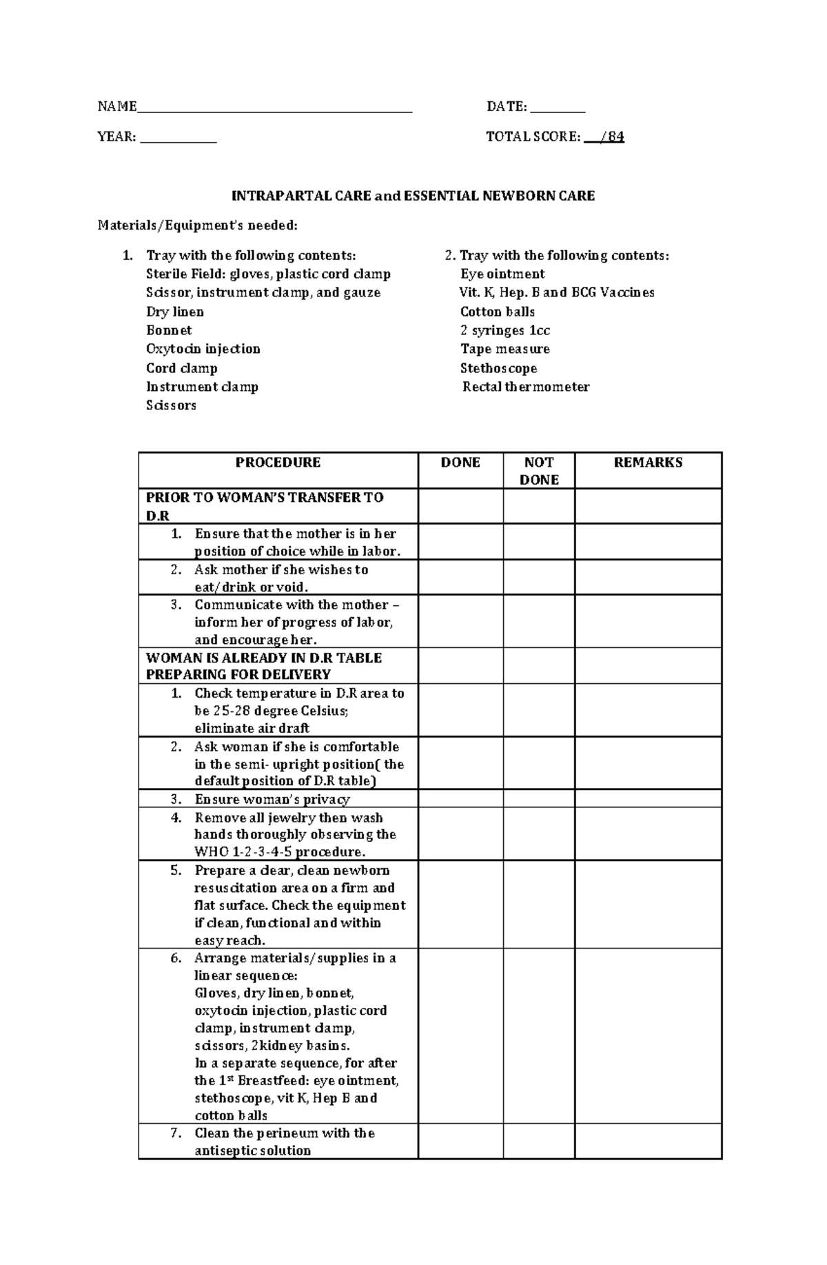 Intrapartal Care & Essential Newborn Care Guidelines - Studocu