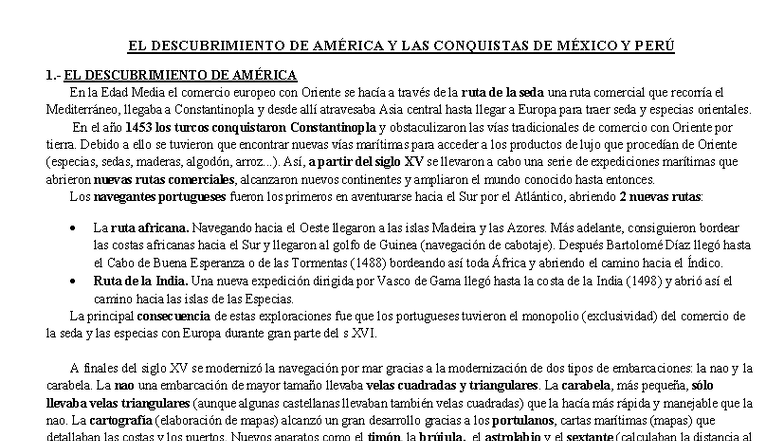 7 EL Descubrimiento DE AM-RICA Y LAS Conquistas DE M-XICO Y PER - EL ...