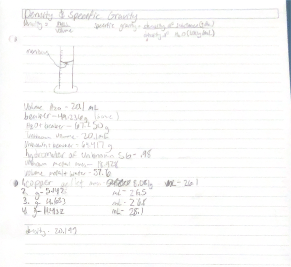 Scanned Documents - This is about one of the labs for density. - che112L - Density Specific ...