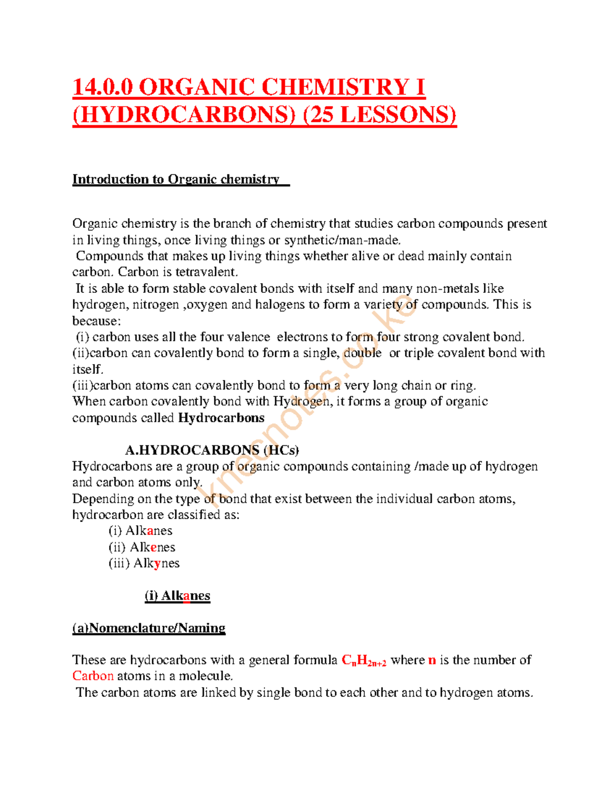 Organic Chemistry I (25 Lessons): Hydrocarbons Overview and Insights ...