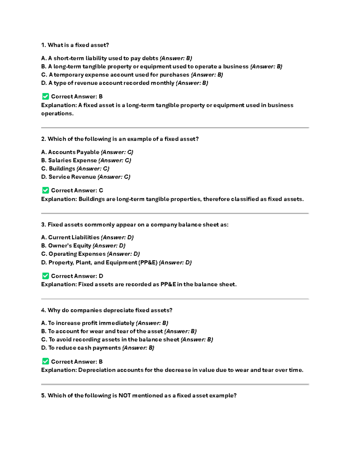 QNA AIS: Understanding Fixed Assets and Their Management - Studocu