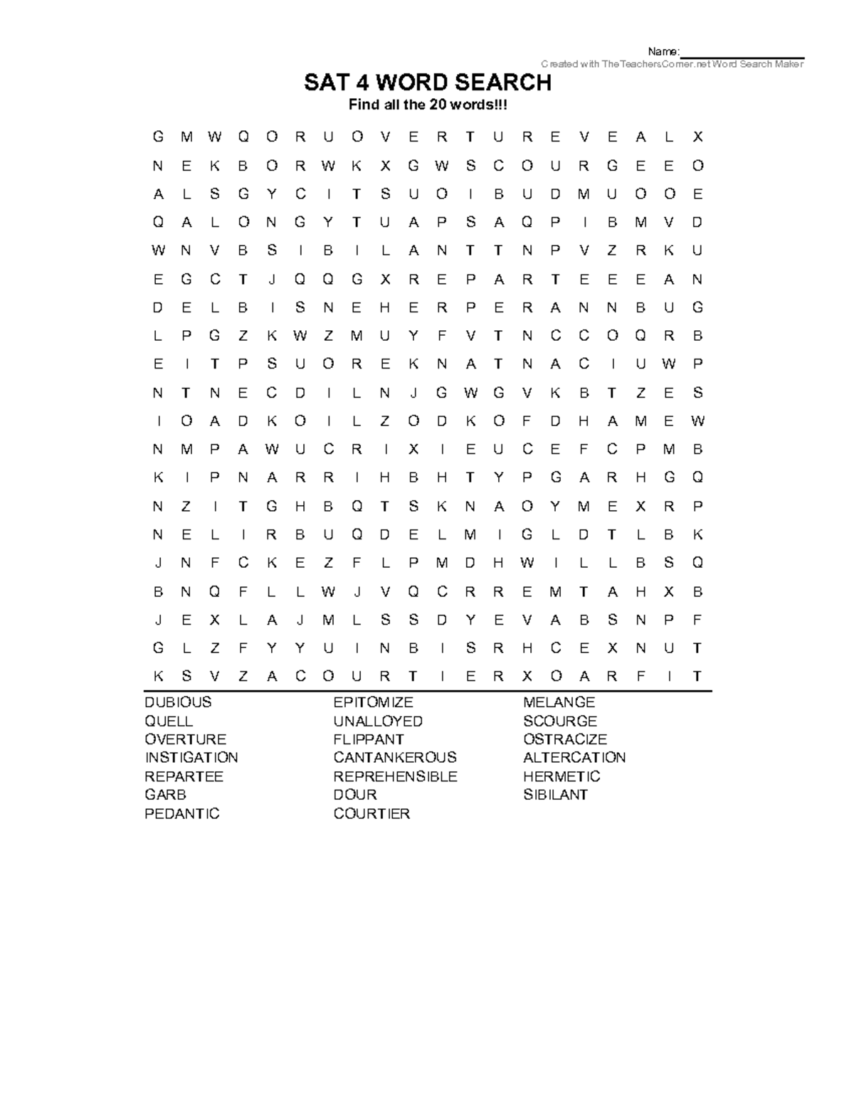 SAT 4 WORD SEARCH Puzzle: Find 20 Key Terms! - Studocu