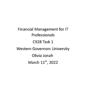 C928 Task 1: Current Ratio & ROE Analysis for IT Management - Studocu
