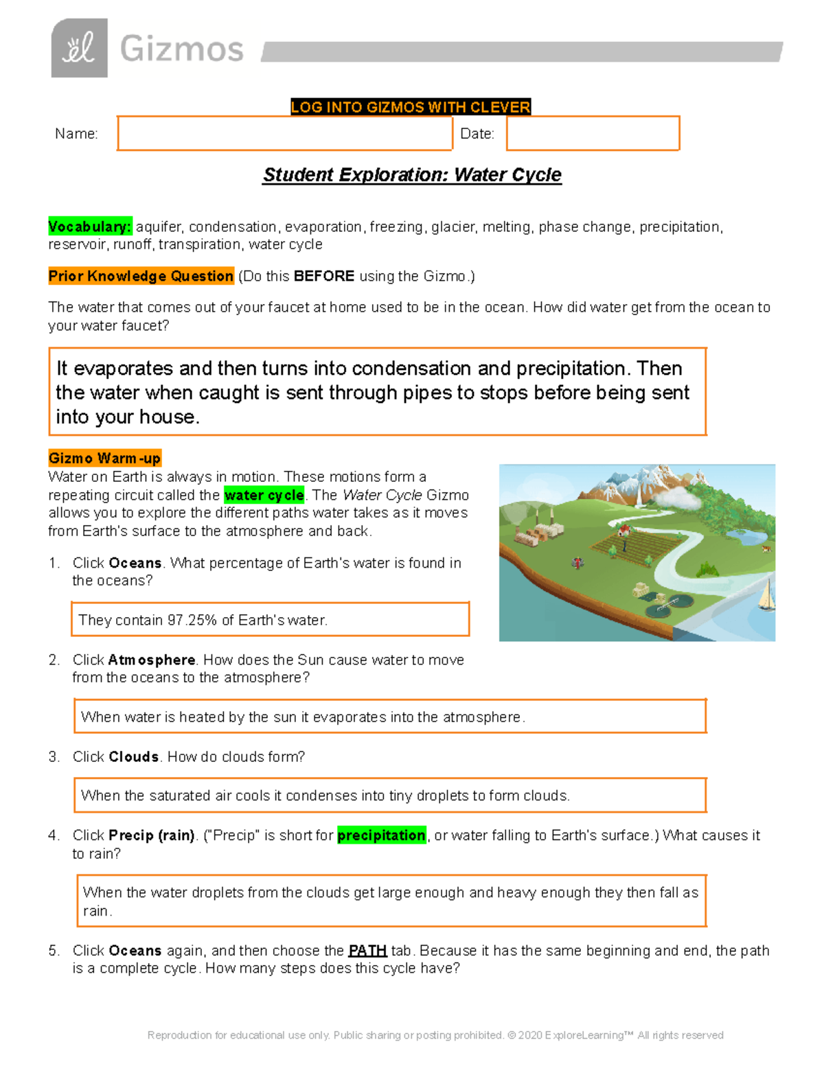 Water Cycle Exploration in Gizmos - Student Activity Guide - Studocu