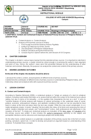 Module 2 - Content and Contextual Analysis of Selected Primary Sources ...