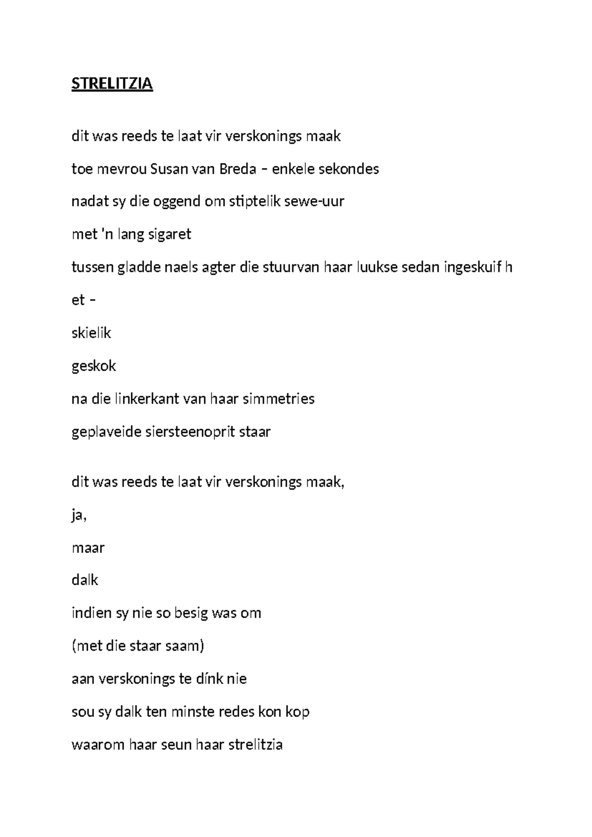 Afrikaans Gedigte Notas: Strelitzia, Touloper, Vraakteken & Taylor ...