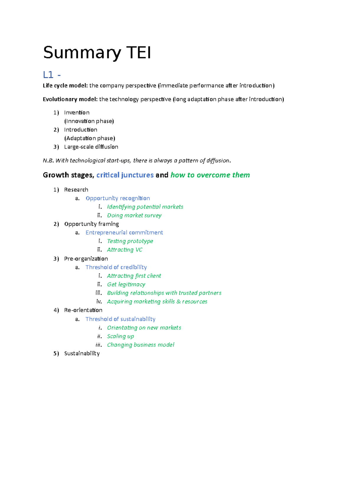 TEI Summary: Understanding Life Cycles & Opportunity Strategies ...
