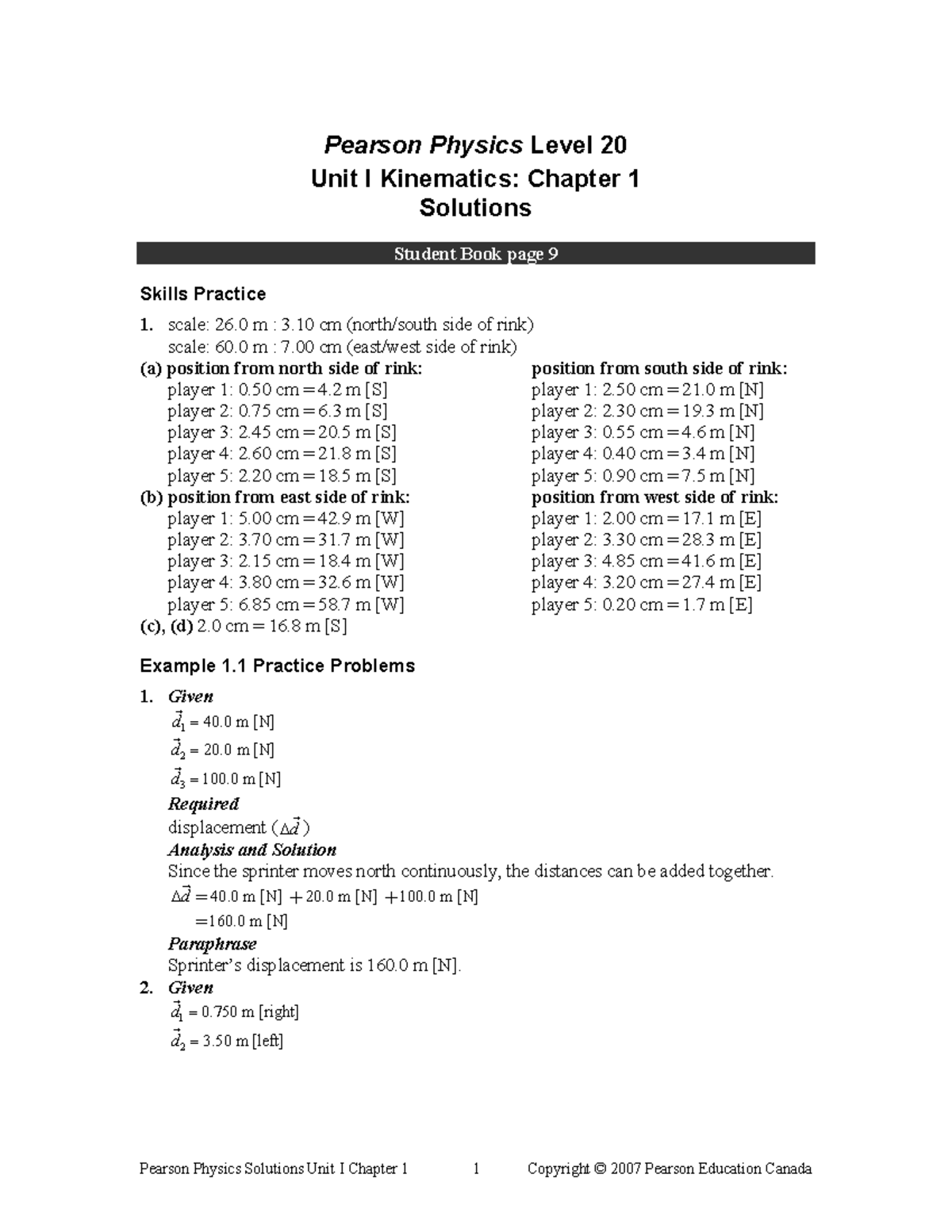 Phys sol ch01 - Notes - Pearson Physics Level 20 Unit I Kinematics ...