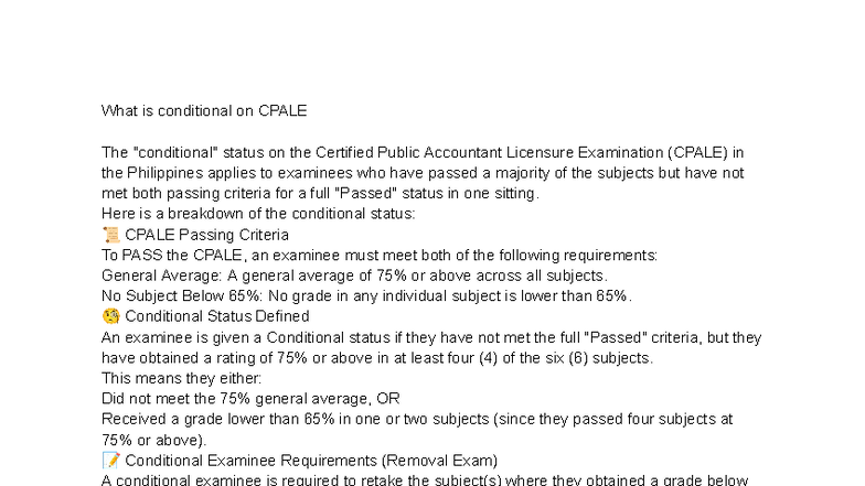 Understanding Conditional Status in CPALE - Studocu