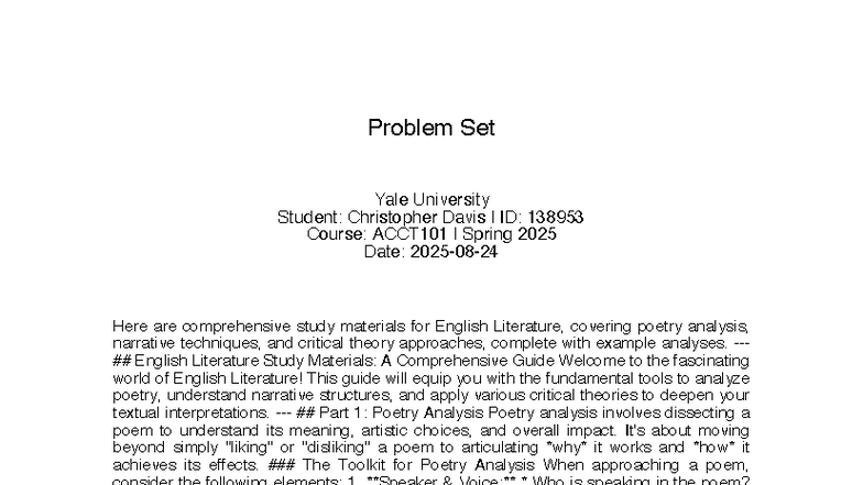 Notes B2TXTW 2662 - Problem Set Yale University Student: Christopher ...