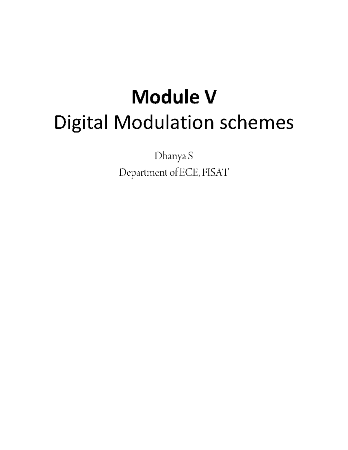 Module V: Digital Modulation Techniques & Baseband Transmission Notes ...