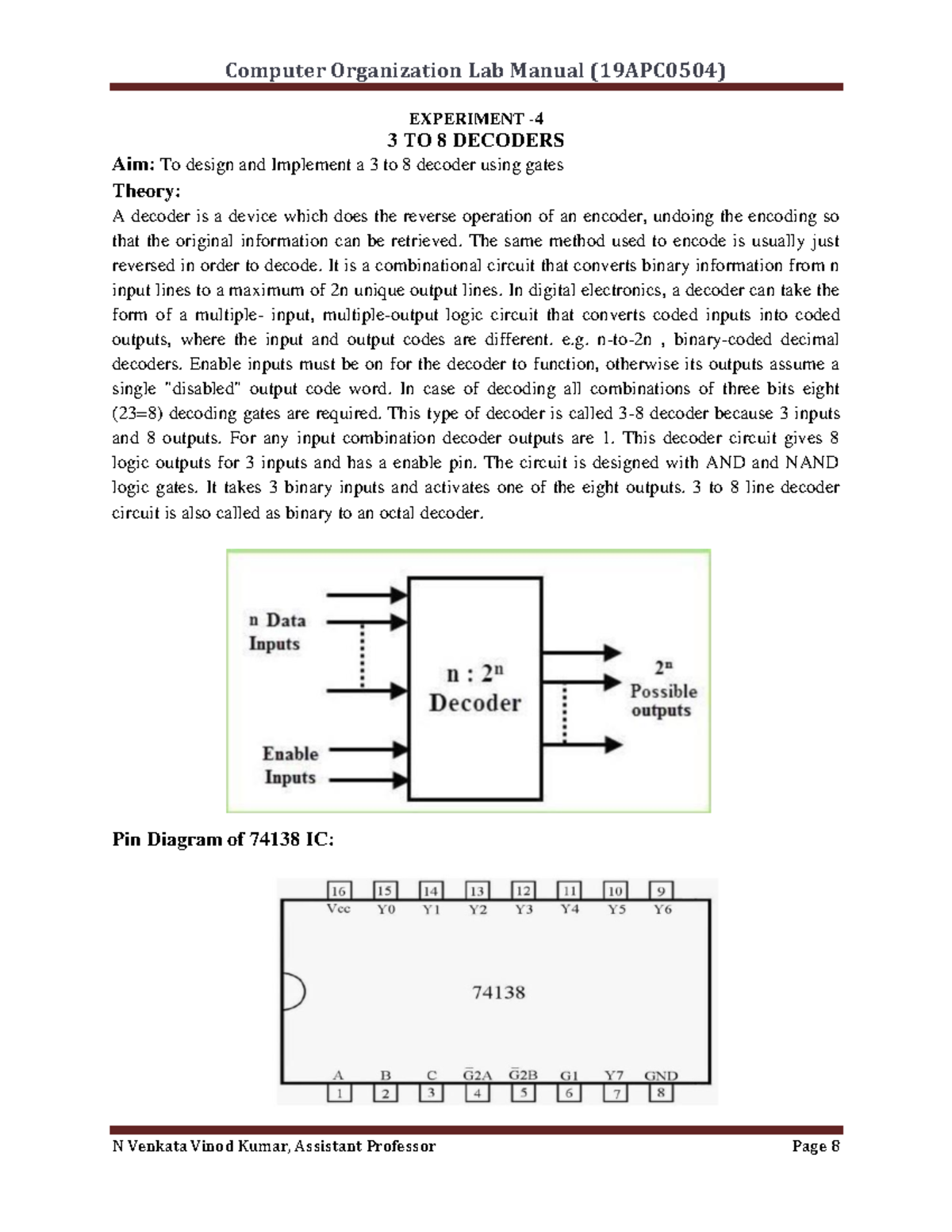 3 to 8 Decoder Design and Implementation Lab (19APC0504) - Studocu
