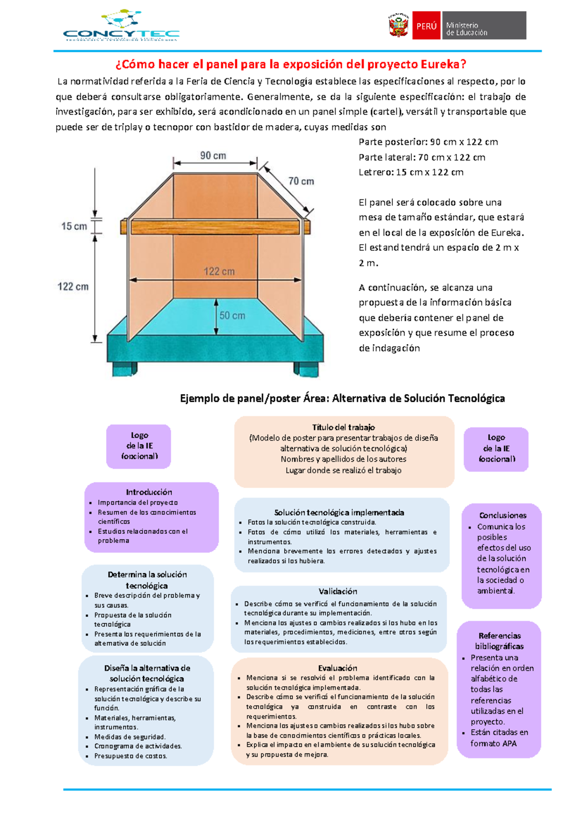 Estructura y Medidas del Panel para la Exposición Eureka - Studocu