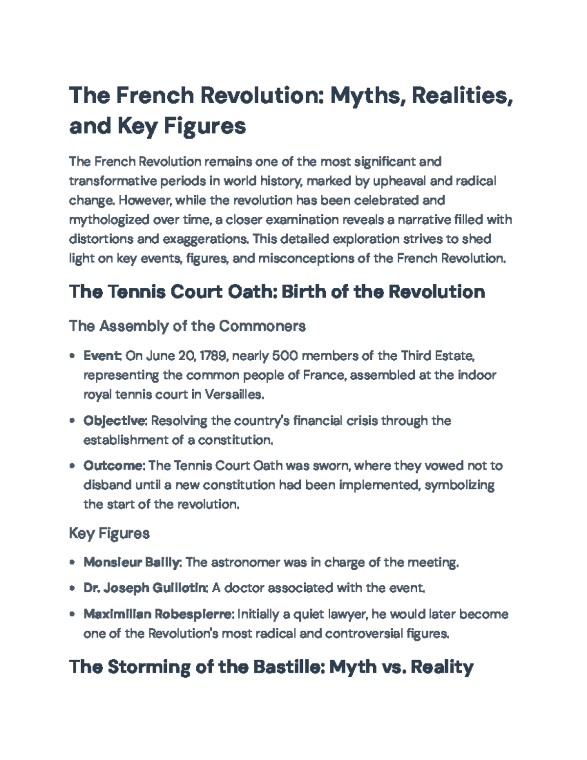 French Revolution: Key Events, Myths, and Critical Figures Analysis ...