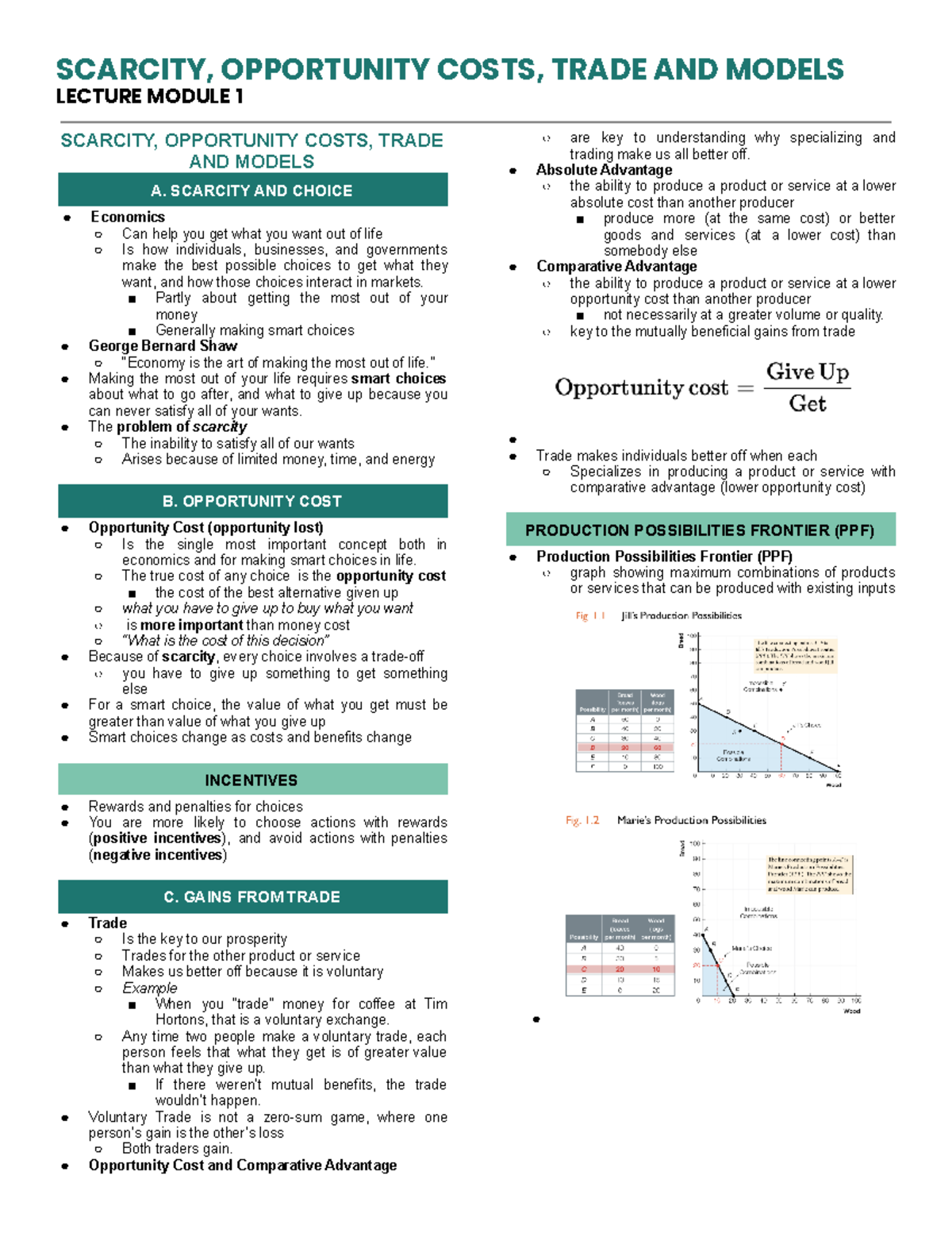 LM1 Scarcity, Opportunity Costs, Trade AND Models - LECTURE MODULE 1 ...