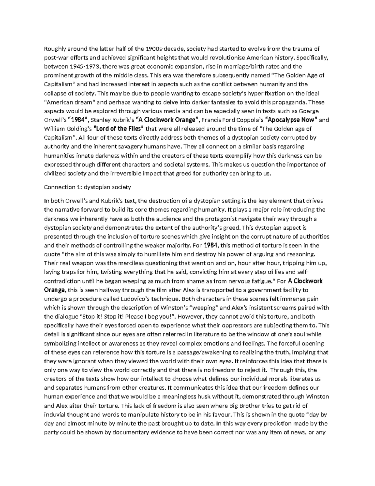 ENG 101 - Essay Notes: Dystopian Themes in Literature and Society - Studocu